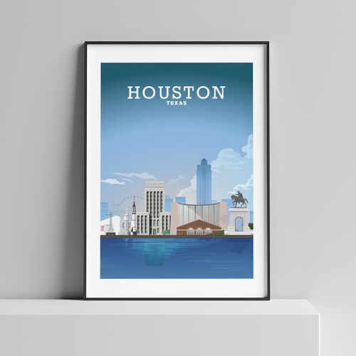 Houston Print Texas Art USA Poster Travel Poster - Etsy