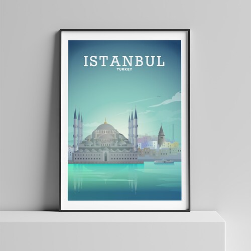 Istanbul Travel Art Turkey Poster Print Vintage Turkish Home - Etsy