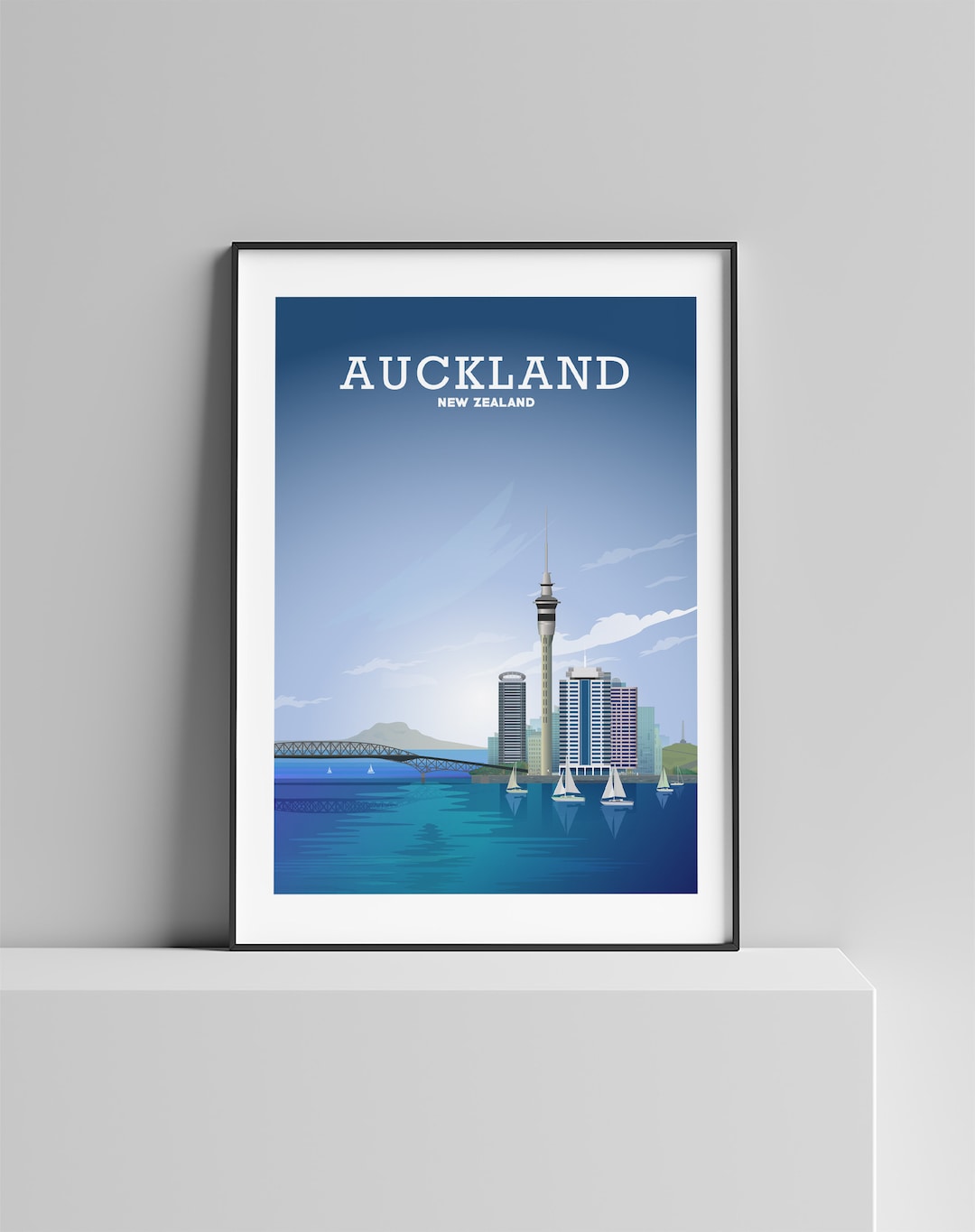 Auckland Print, New Zealand Art, Auckland NZ, Vintage Travel Print ...