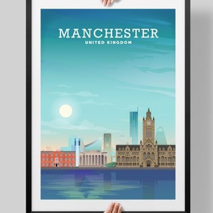 Manchester Print, Manchester Poster, Manchester UK, Manchester England ...