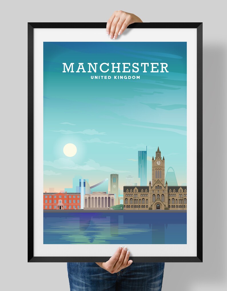 Manchester Print Manchester Poster Manchester UK Manchester | Etsy