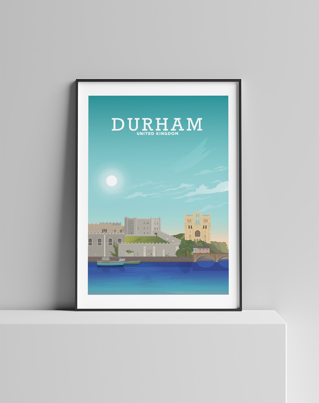 Durham Poster, County Durham Print, Durham University, River Wear, A4 ...