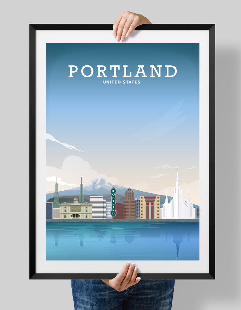 Portland Oregon Portland Print Portland Poster Mount Hood - Etsy UK