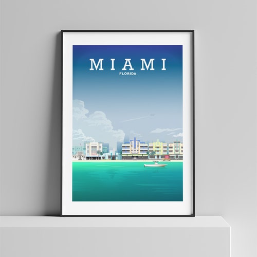 Miami Beach Poster Miami Print Florida Poster Art Deco - Etsy