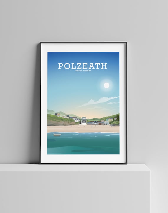 Polzeath Print Cornwall Beach Cornish Poster - Etsy