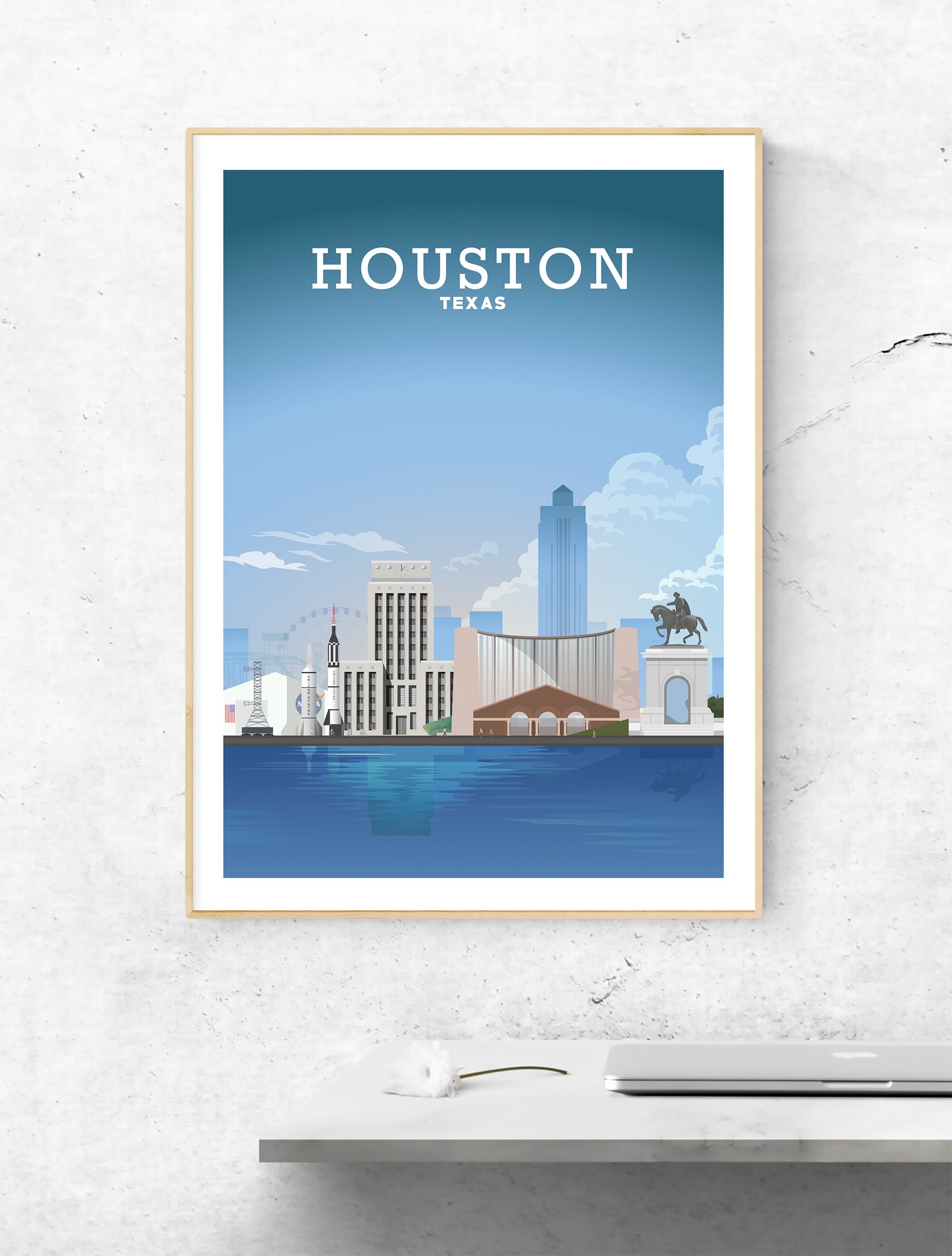 Houston Print Texas Poster Houston USA USA City Art - Etsy.de