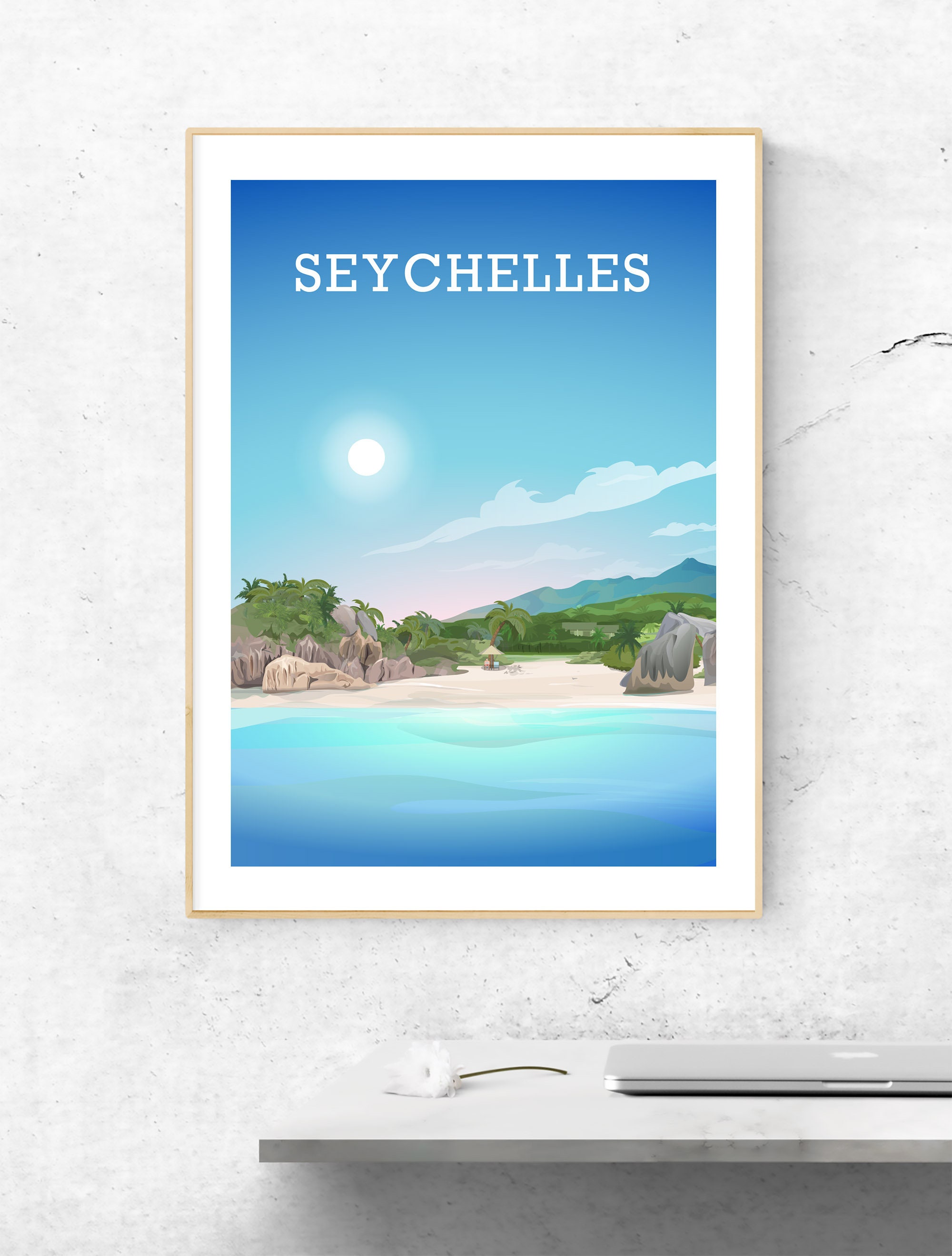 Seychelles Print, Seychelles Poster, Honeymoon Art by Hillview Prints ...