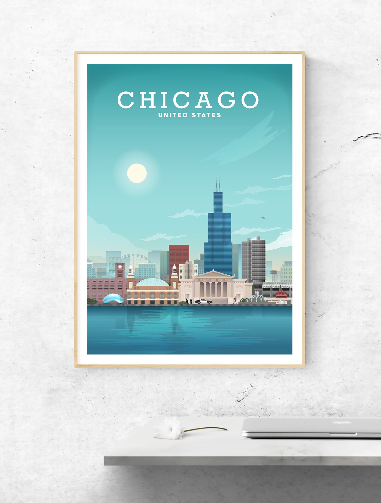 Chicago Print, Chicago Poster by Hillveiw Prints - Etsy UK