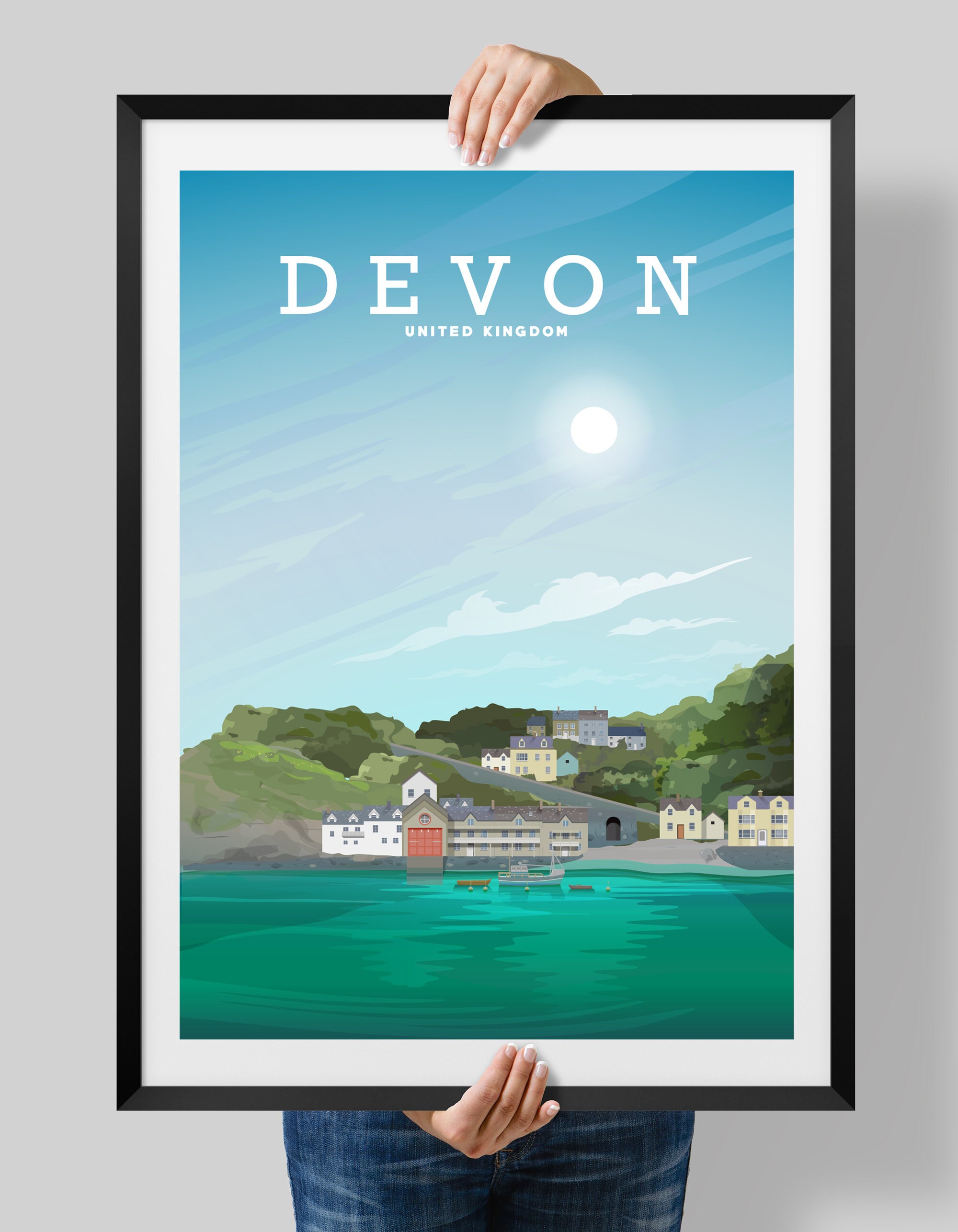 Devon Print Clovelly Devon Devon Poster Exeter Art Devon | Etsy
