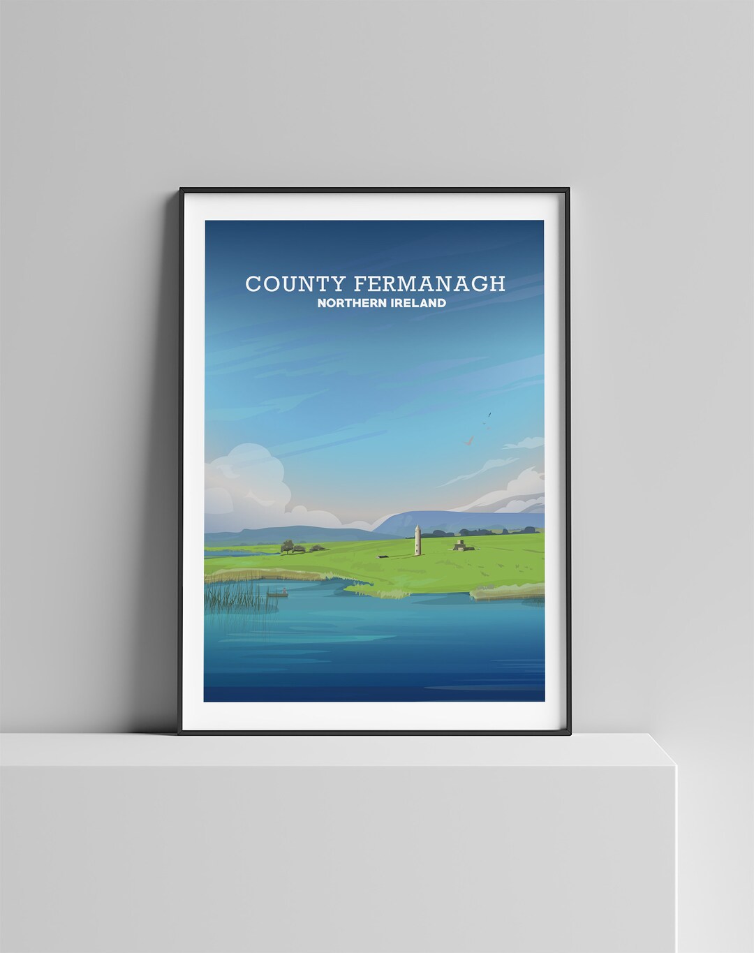 County Fermanagh Print, Northern Ireland Poster, Lough Erne Poster ...