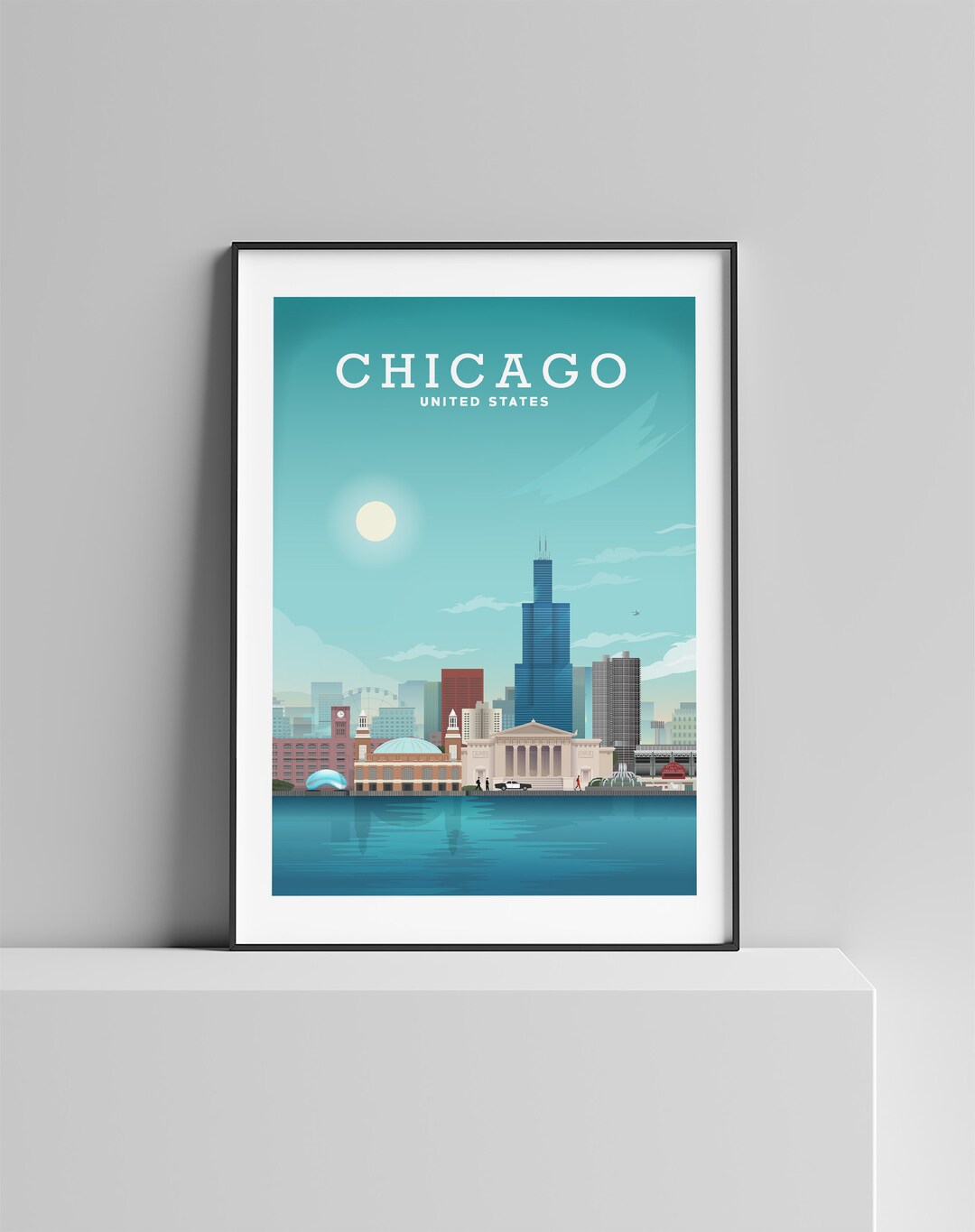 Chicago Print, Chicago Poster by Hillveiw Prints - Etsy UK