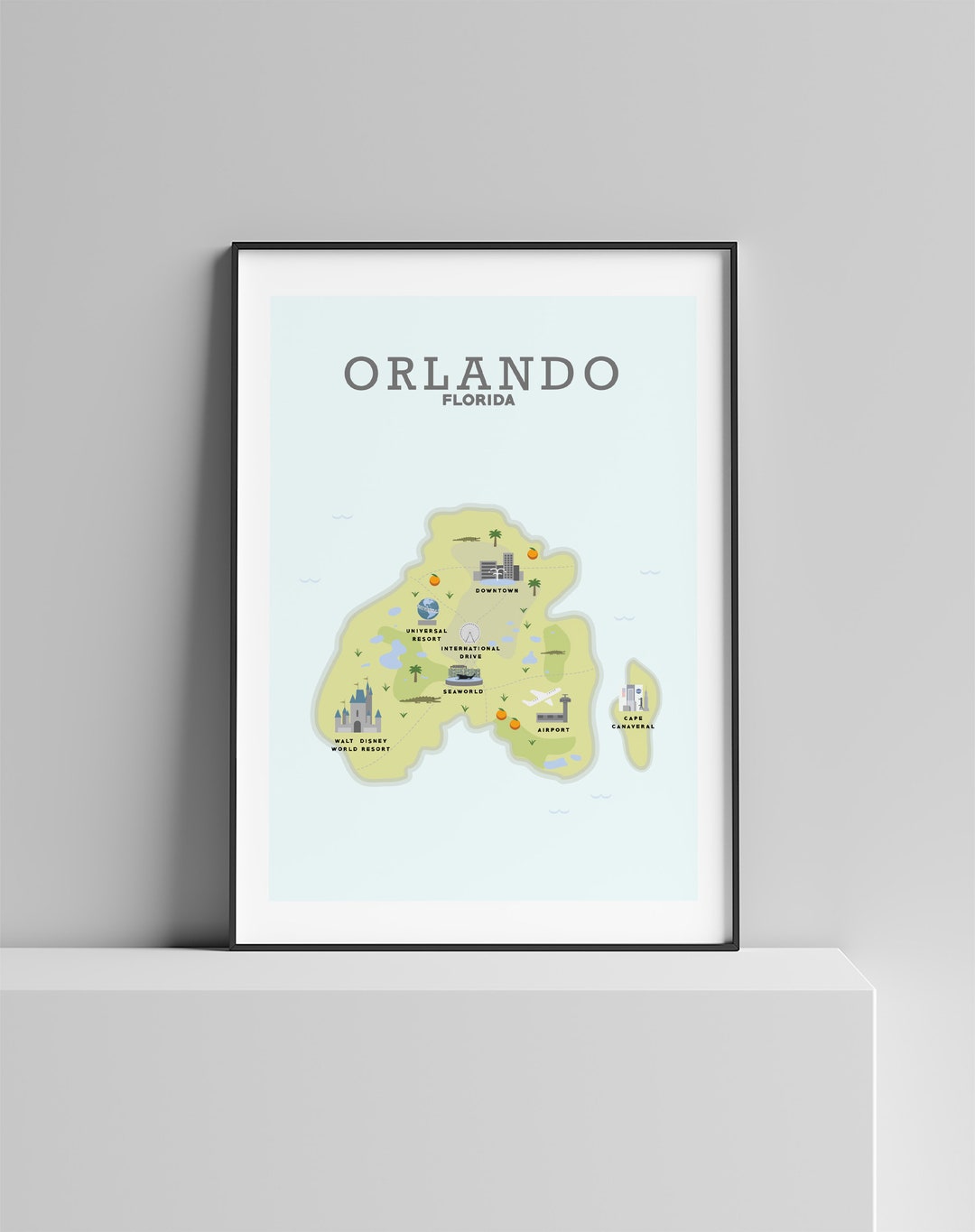 Orlando Poster / Orlando Travel Print / Orlando Map / Orlando Decor ...