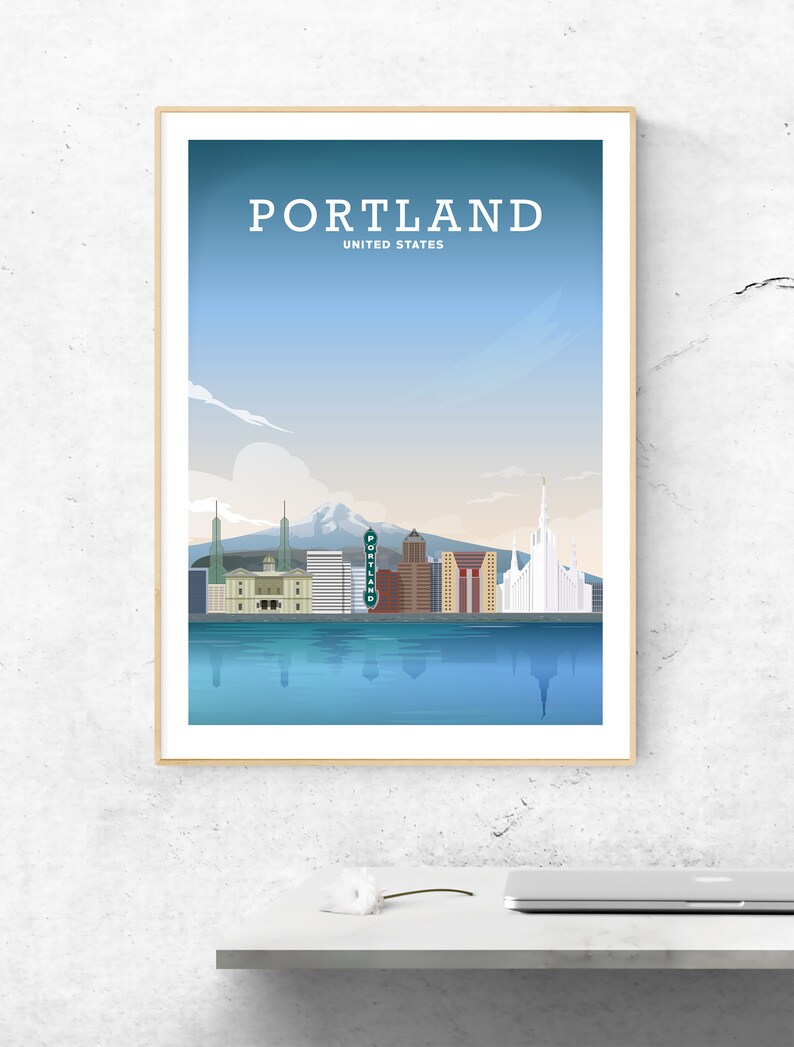 Portland Oregon Portland Print Portland Poster Mount Hood - Etsy UK
