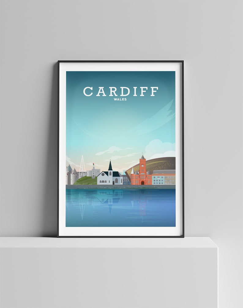 Cardiff Print, Cardiff Illustrated Poster by Hillview Prints A2, A3, A4 ...