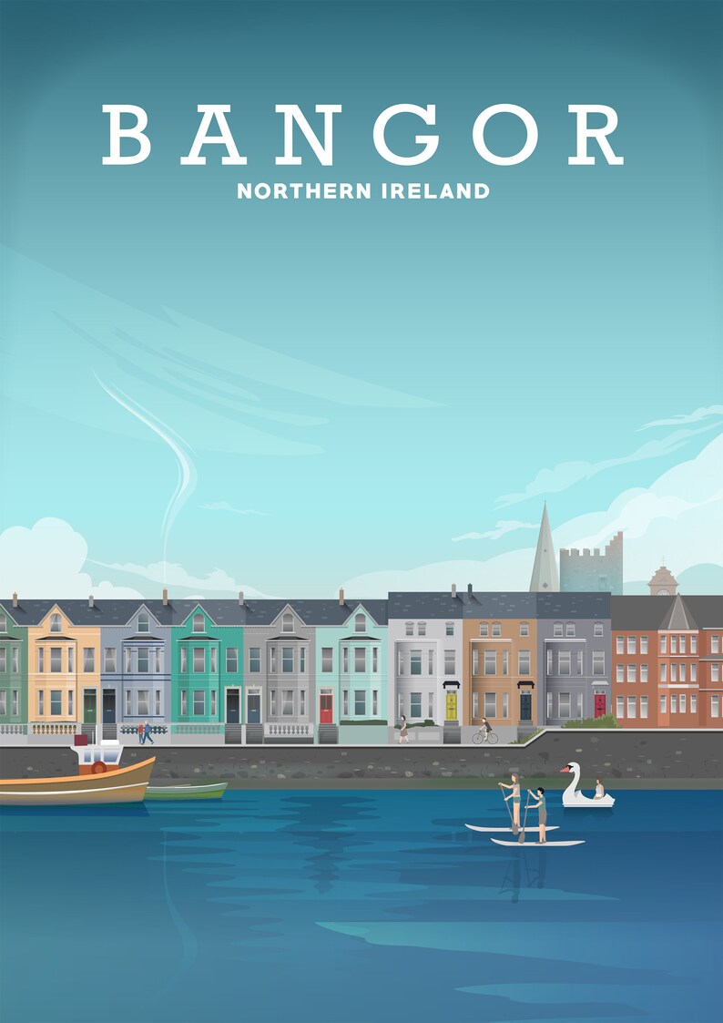 Bangor Print Bangor Northern Ireland Poster by Hillview | Etsy