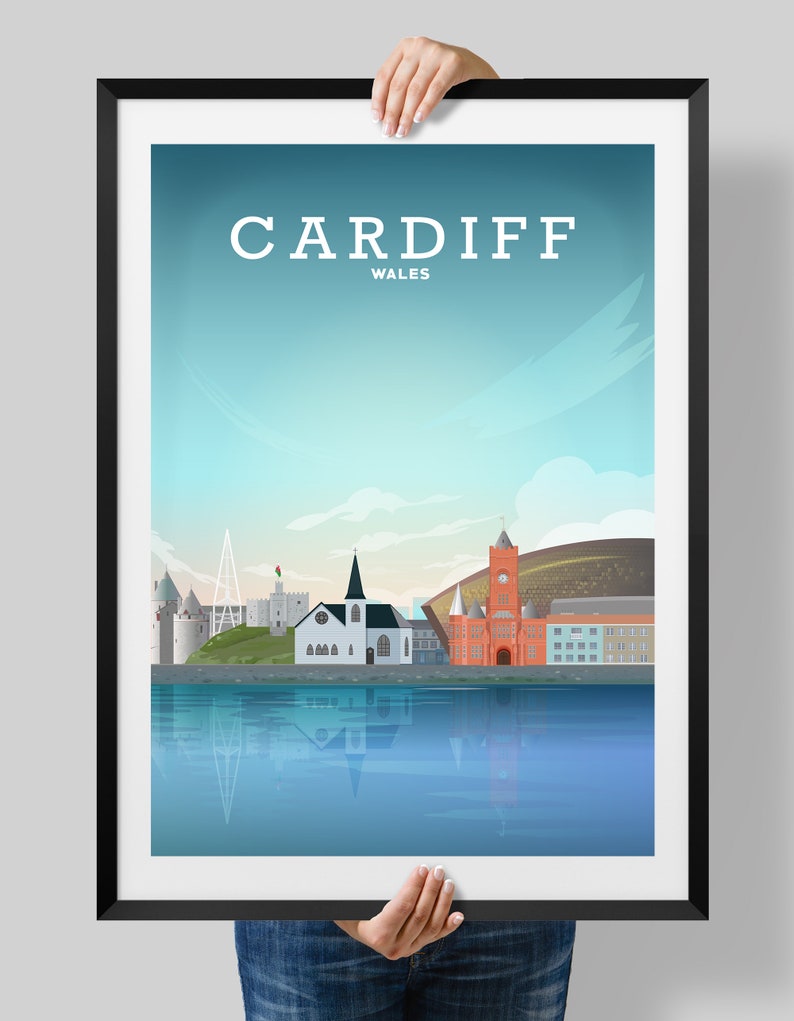 Cardiff Print, Cardiff Illustrated Poster by Hillview Prints A2, A3, A4 ...