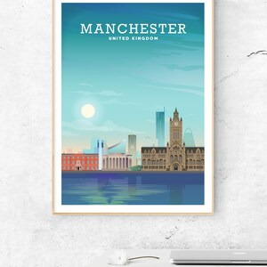 Manchester Print, Manchester Poster, Manchester UK, Manchester England ...
