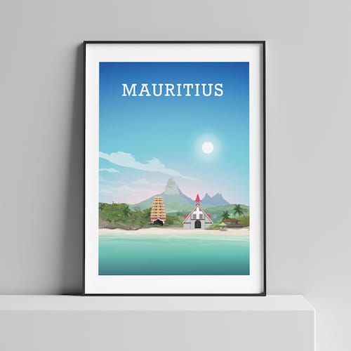 Mauritius Travel Print Mauritius Poster Indian Ocean Poster - Etsy
