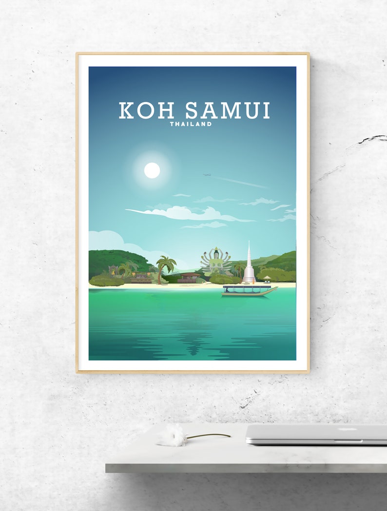 Koh Samui Poster Thailand Print Asian Travel Art - Etsy
