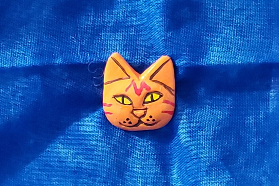 Hand Painted Orange Tabby Cat Pin. Cute Accessory for Cat Lovers ...