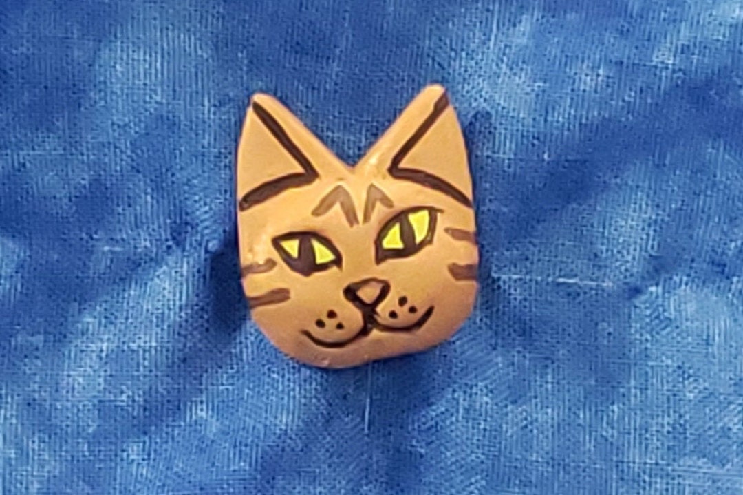 Hand Painted Brown Tabby Cat Pin. Cute Accessory for Cat Lovers. Unique ...