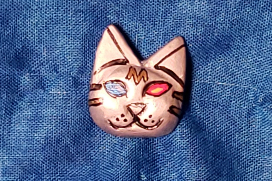 Hand Painted Mecha Cat Pin. Cute Accessory for Cat Lovers. Unique ...