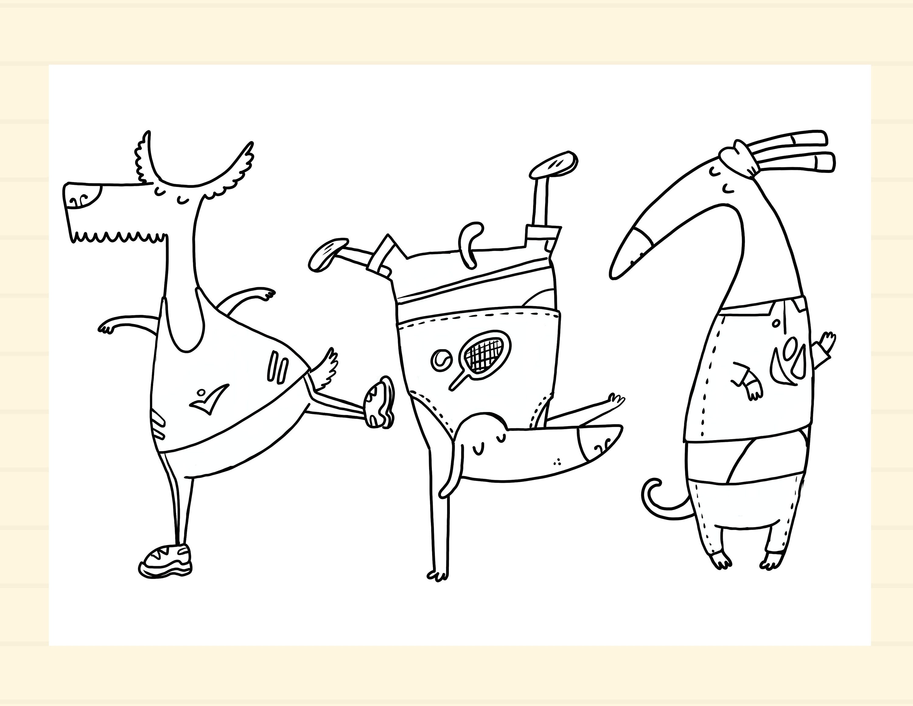 Super Cute Dogs Dancing Coloring Pages 12 Pages Instant Download, PDF ...