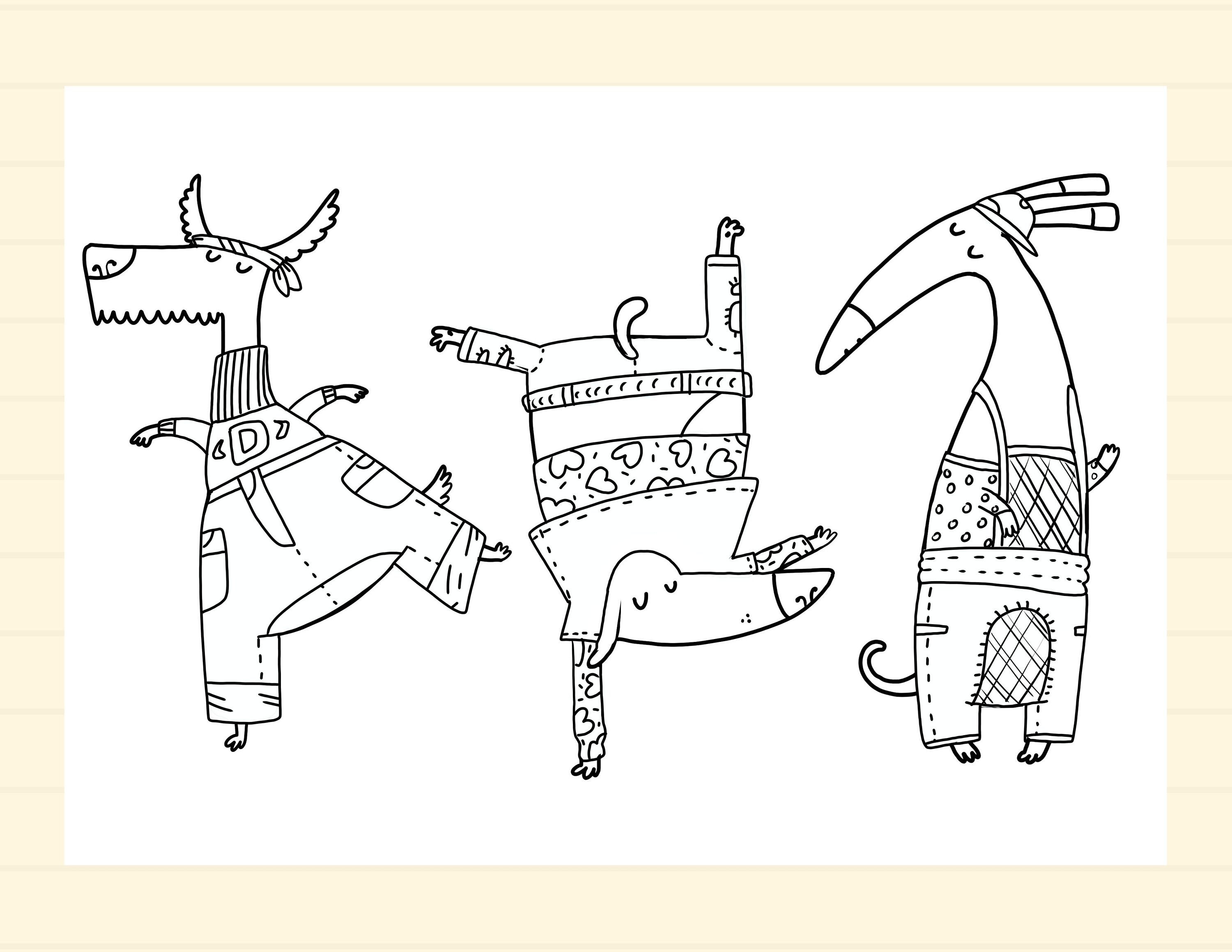 Super Cute Dogs Dancing Coloring Pages - 12 Pages - Instant Download ...