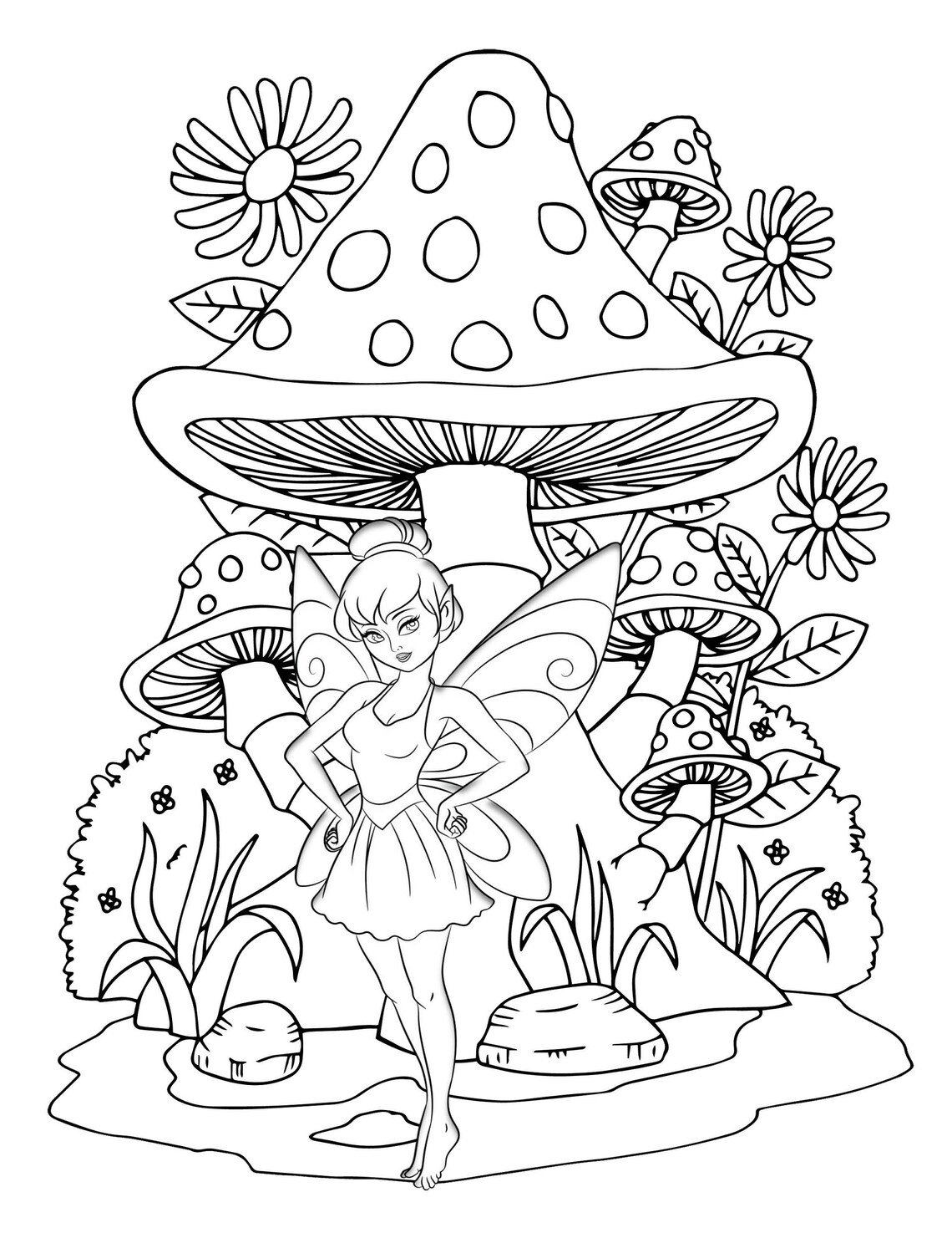 Coloring Pages Woodland Fairy Scenes Ideal for Party Activities Instant ...