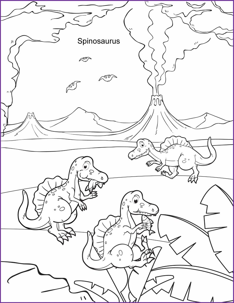 Coloring Pages for Kids, Dinosaurs and Jurassic Backgrounds INSTANT ...