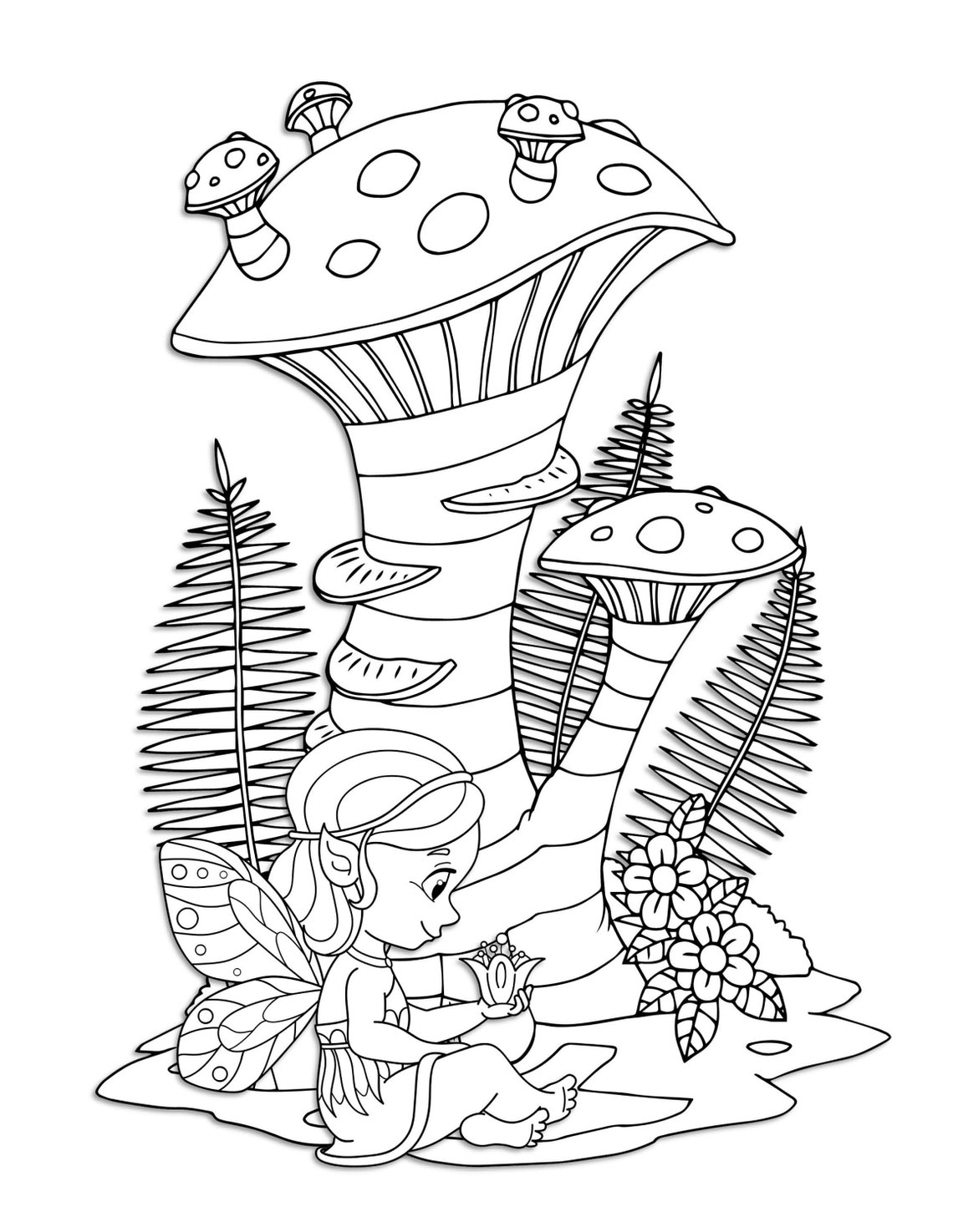 Fairy Woodland Garden Scenes Coloring Pages for Kids, Fairies and Fairy ...