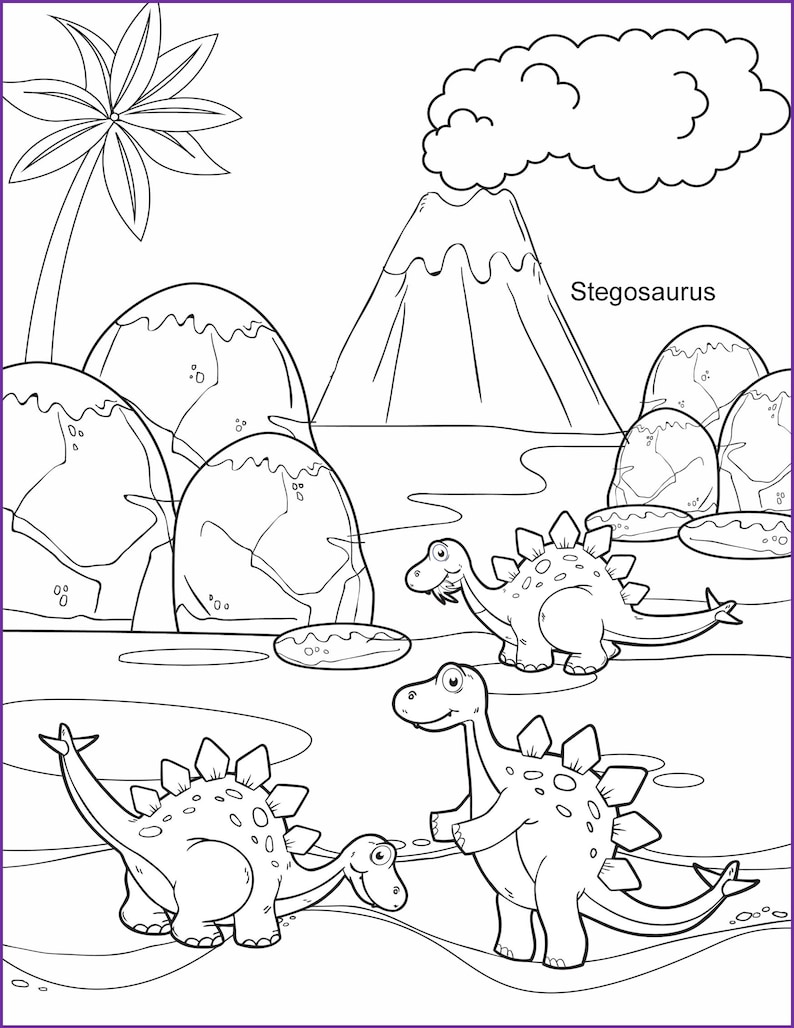 Coloring Pages for Kids, Dinosaurs and Jurassic Backgrounds INSTANT ...