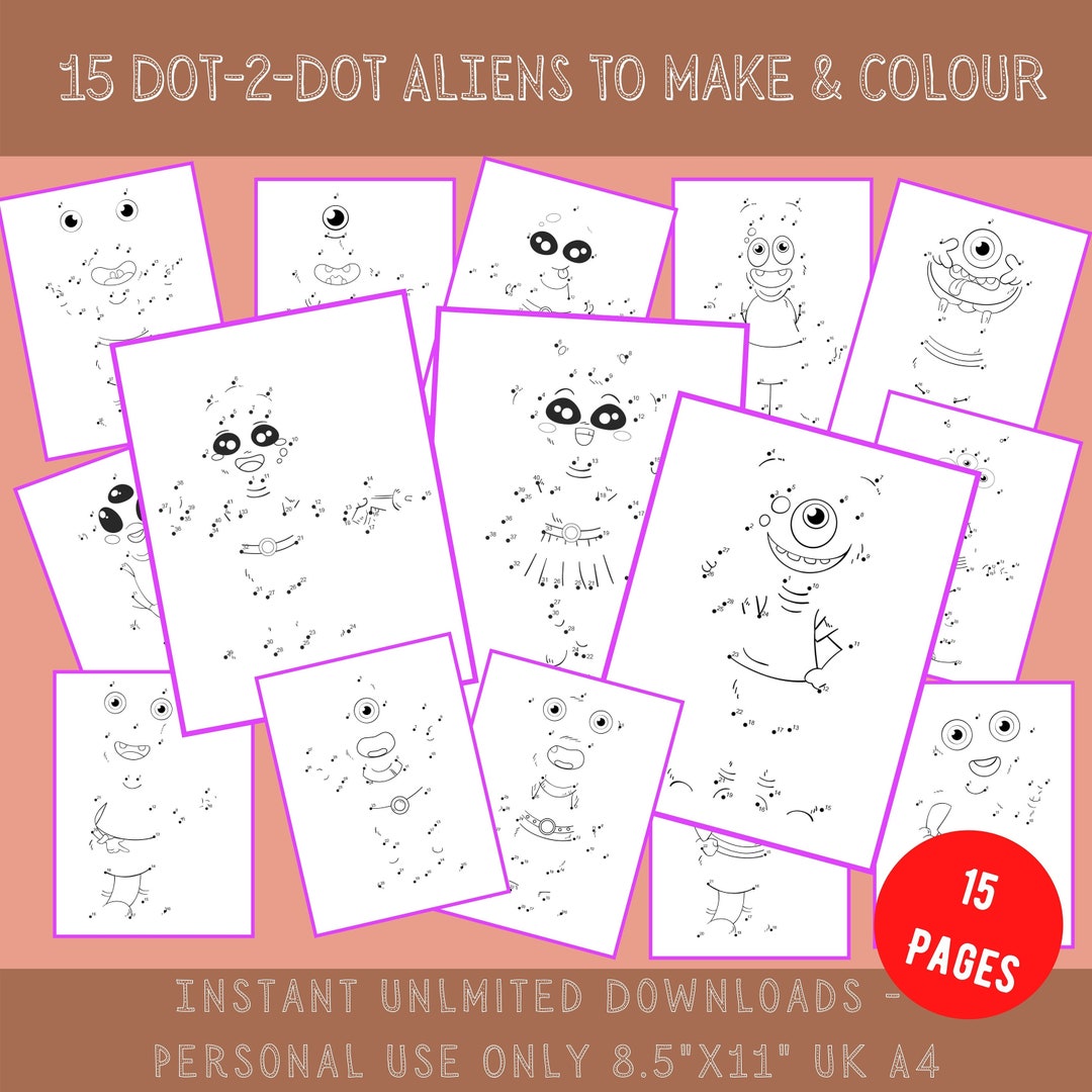 15 Aliens Dot 2 Dot Coloring Pages Instant Download Pdf & Jpg ...