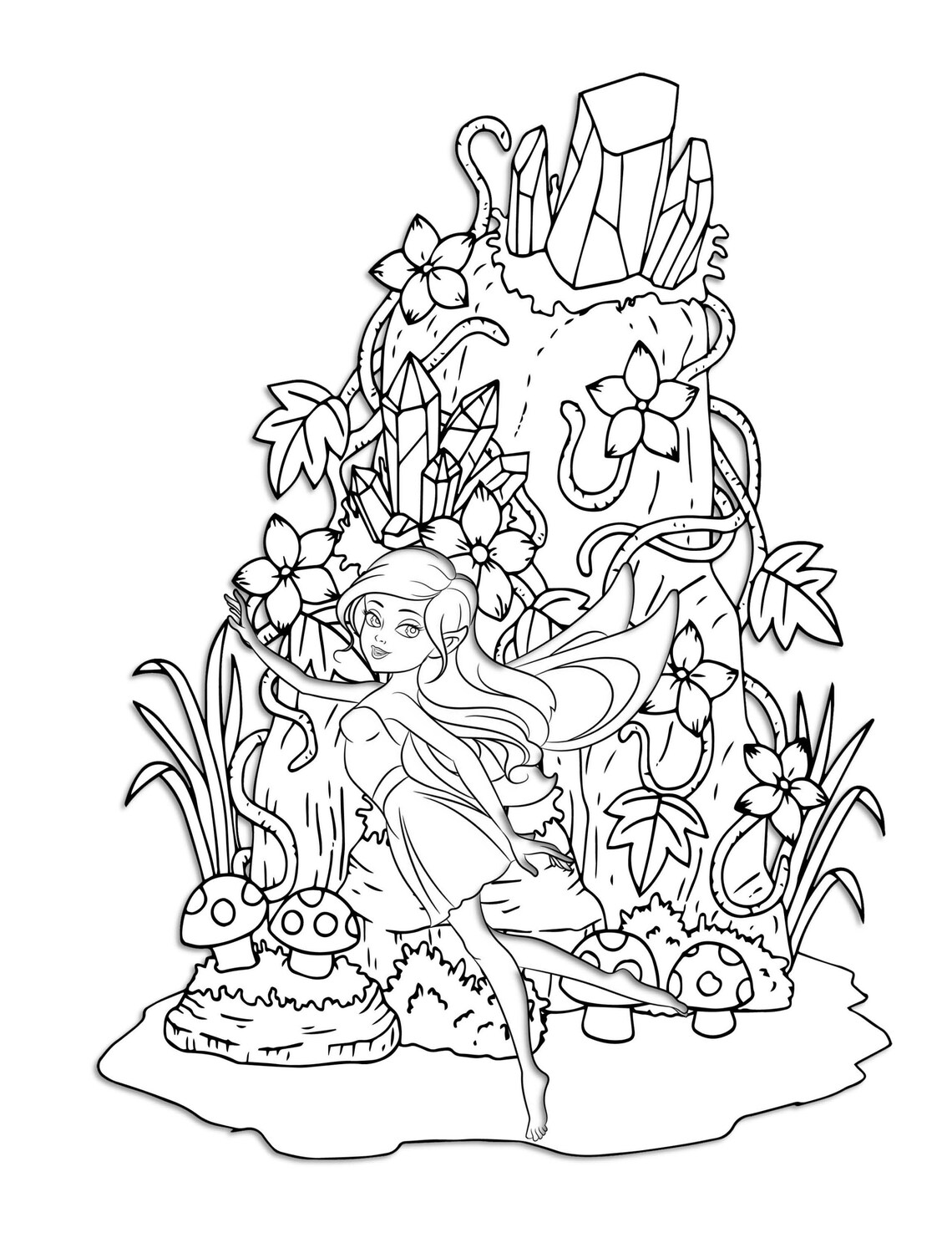 Fairy Woodland Garden Scenes Coloring Pages for Kids, Fairies and Fairy ...