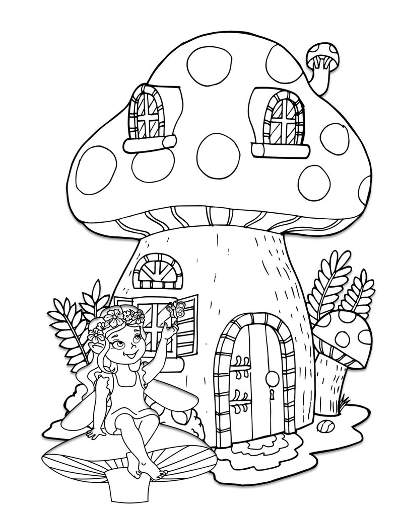 Fairy Woodland Scenes Coloring Pages for Kids, Cute Fairies to Colour ...