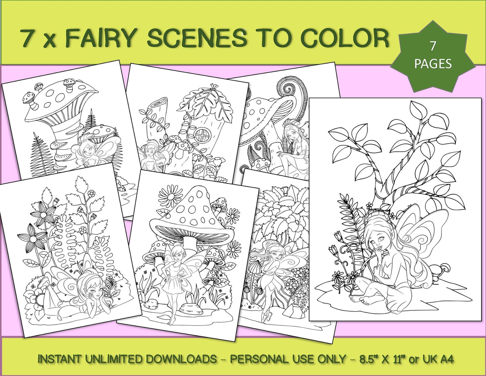 Coloring Pages - Woodland Fairy Scenes - Ideal for Party Activities ...