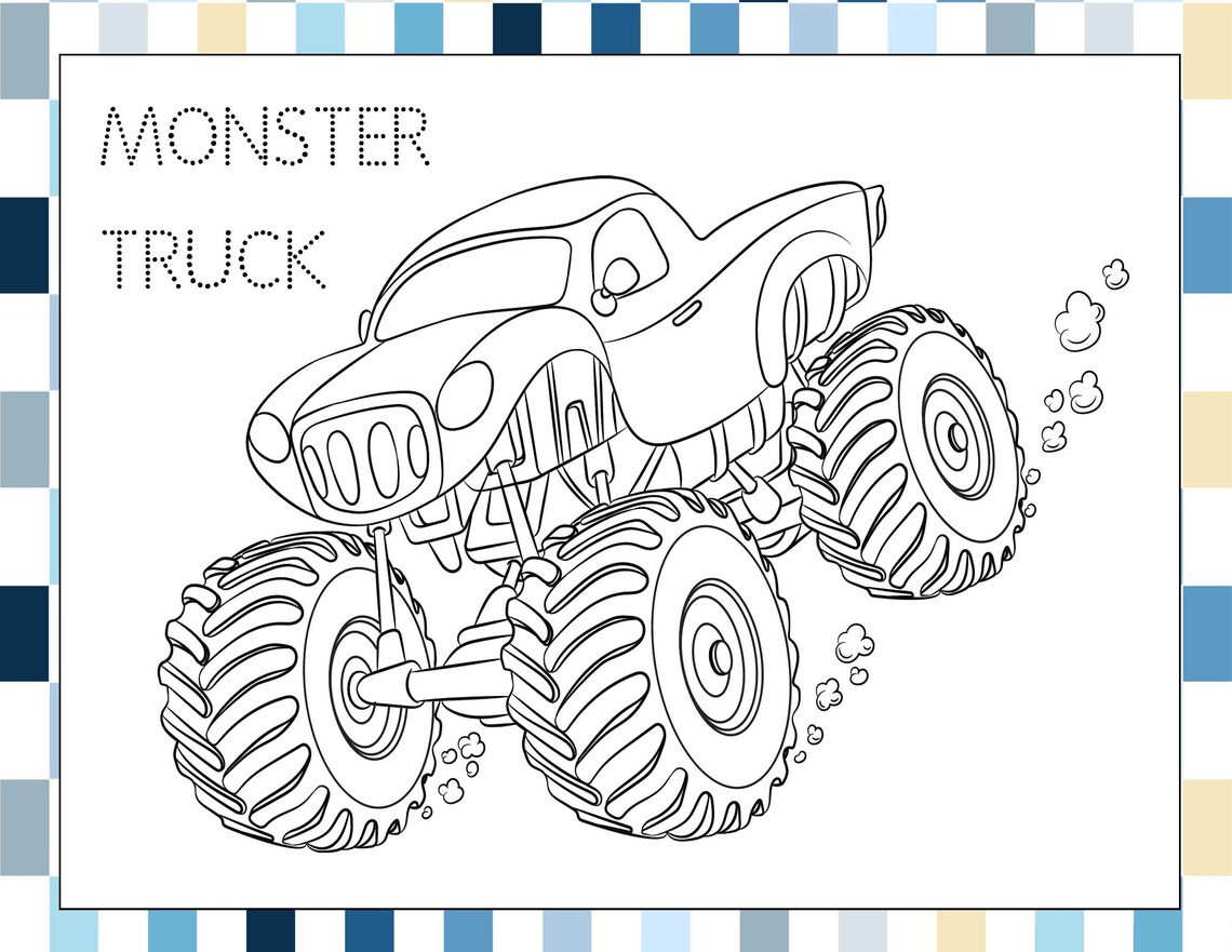 Monster Trucks Coloring Pages for Kids, PDF File, Instant Download SET ...