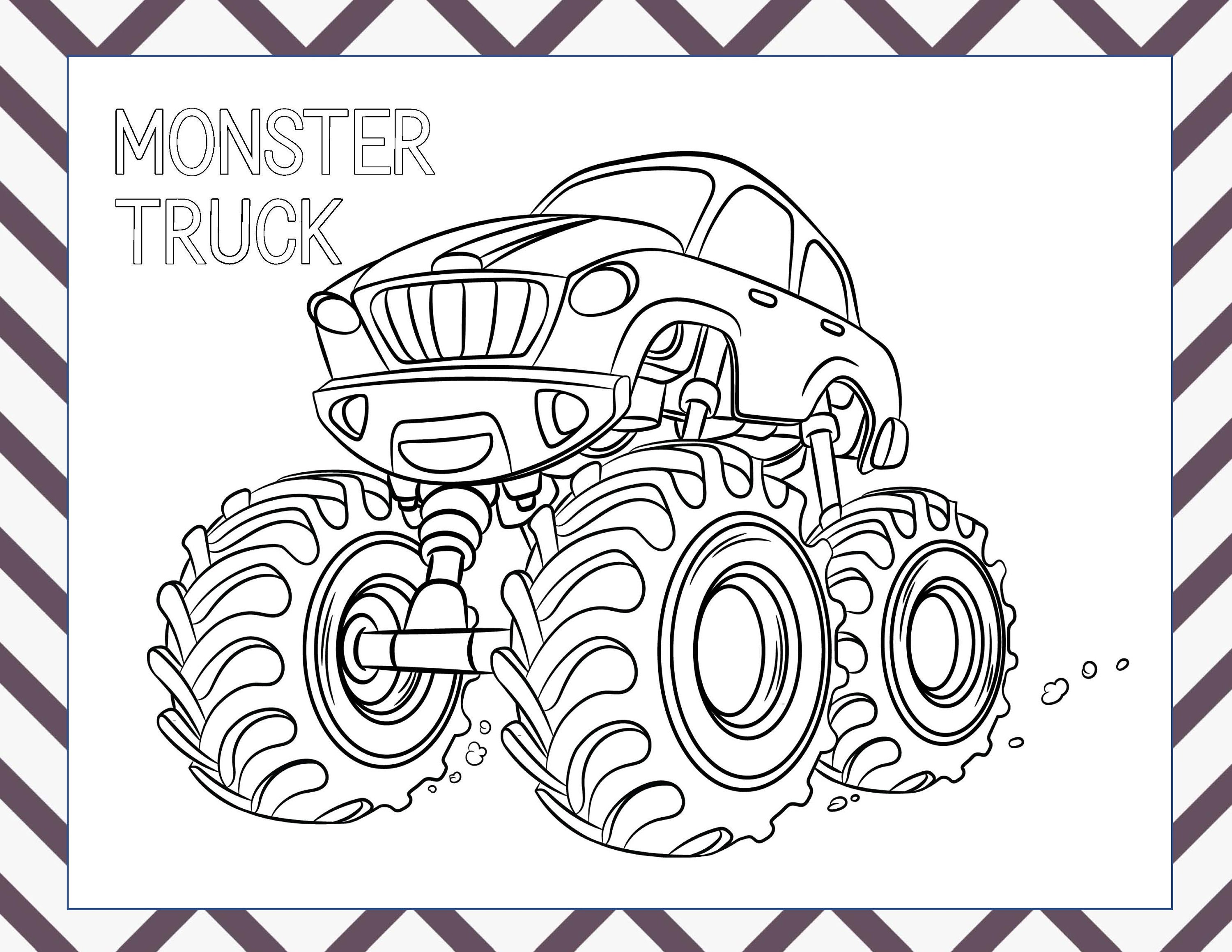 Monster Trucks Coloring Pages Instant Download, PDF Printables, 8.5x11 ...