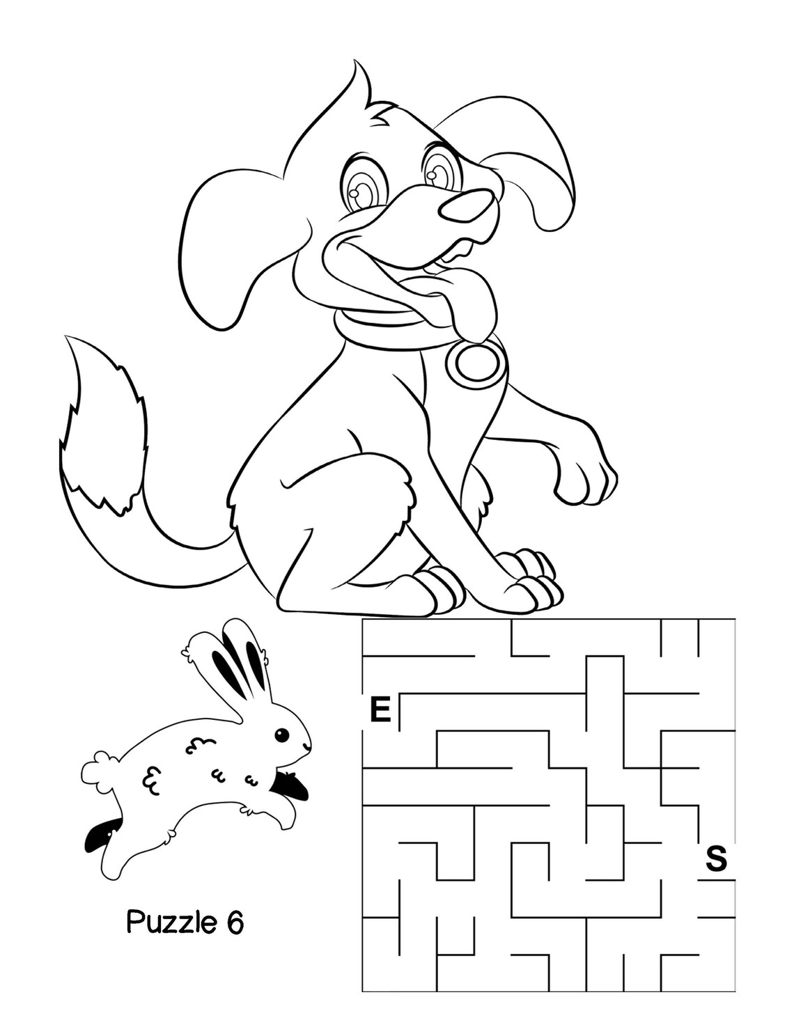 10 Maze Puzzles With Solutions and Cute Figures to Color Easy Maze ...