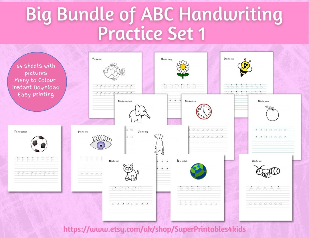 Ultimate Handwriting Practice Bundle: 64 Printable Sheets for Kids ...