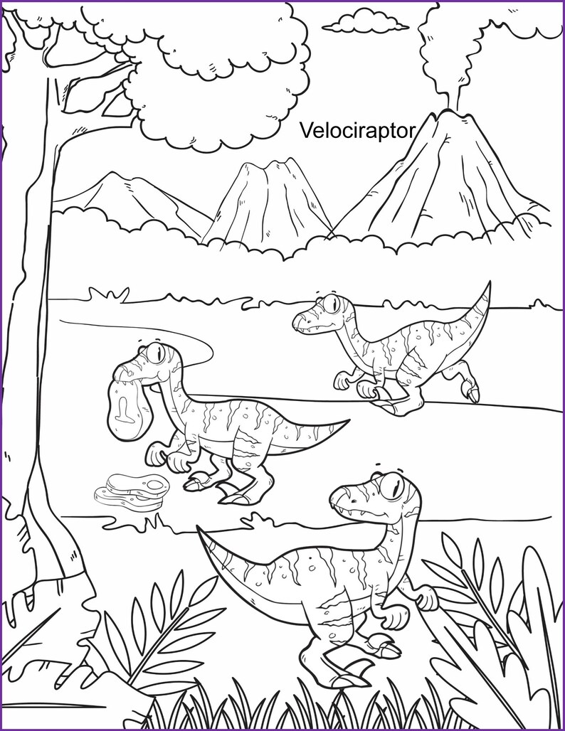 Coloring Pages for Kids, Dinosaurs and Jurassic Backgrounds INSTANT ...