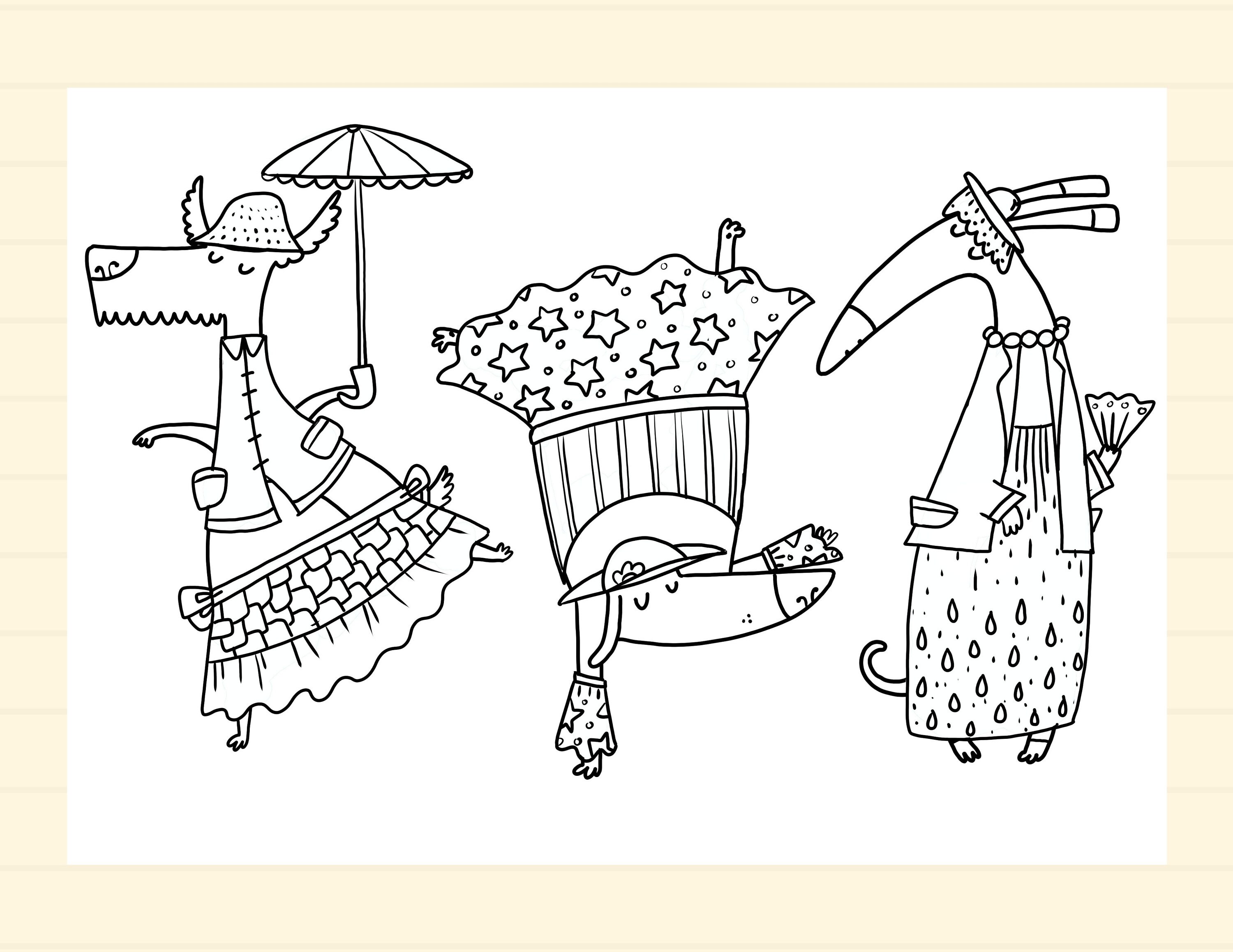 Super Cute Dogs Dancing Coloring Pages - 12 Pages - Instant Download ...