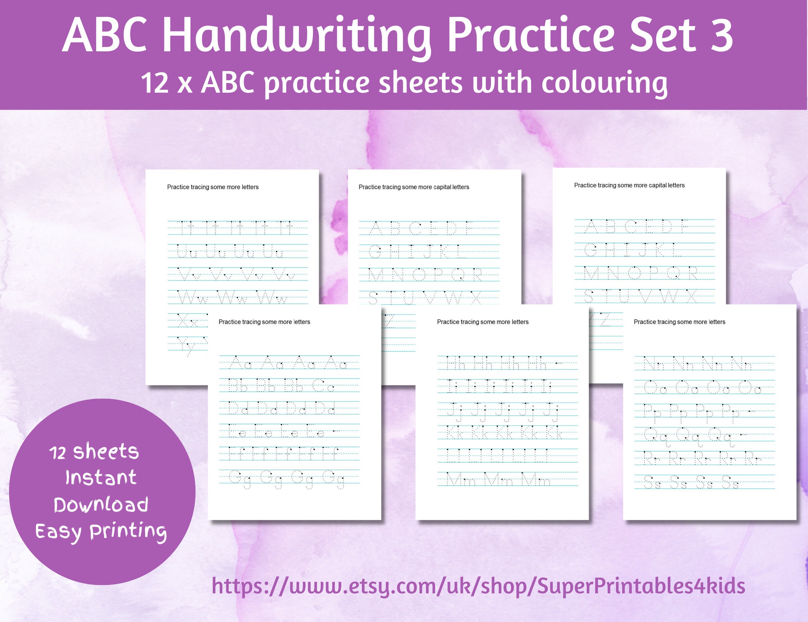 Handwriting and Tracing Practice Pages Set 3 Unlock Your Child's ...