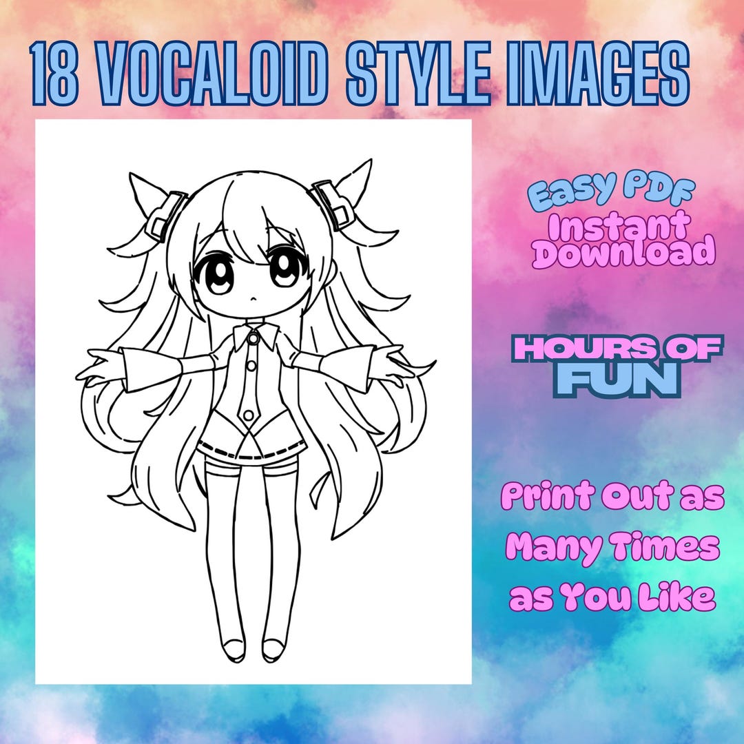 18 Vocaloid Style Pictures to Colour and Frame - Etsy