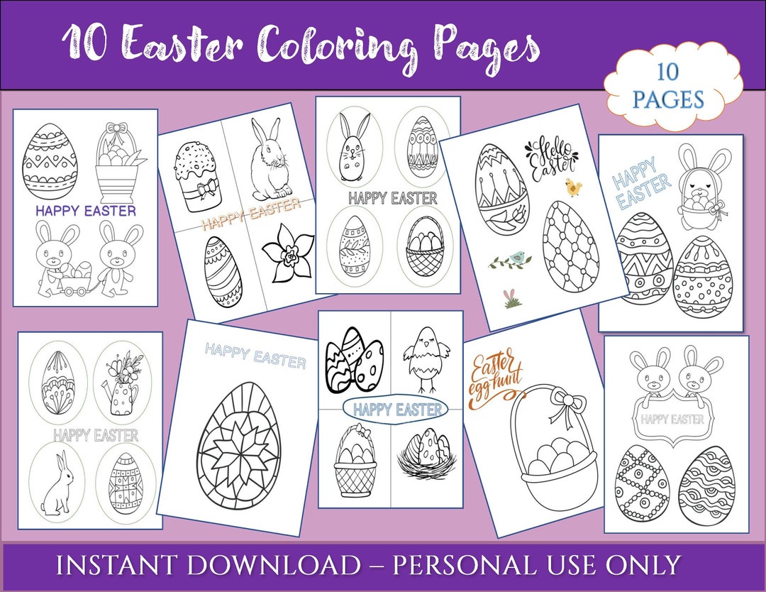 Easter Coloring Pages for Kids, PDF File, INSTANT DOWNLOAD, Indoor ...