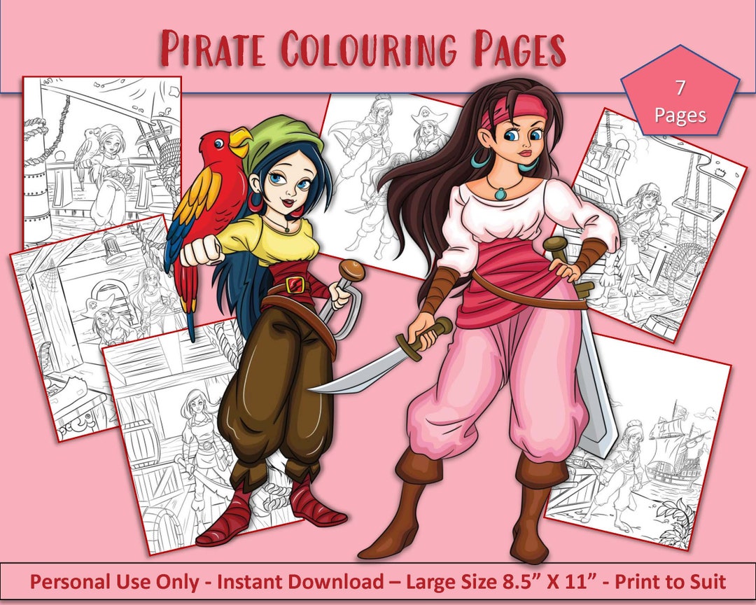 Pirate Theme Colouring Pages for Kids INSTANT DOWNLOAD Easy Print at ...