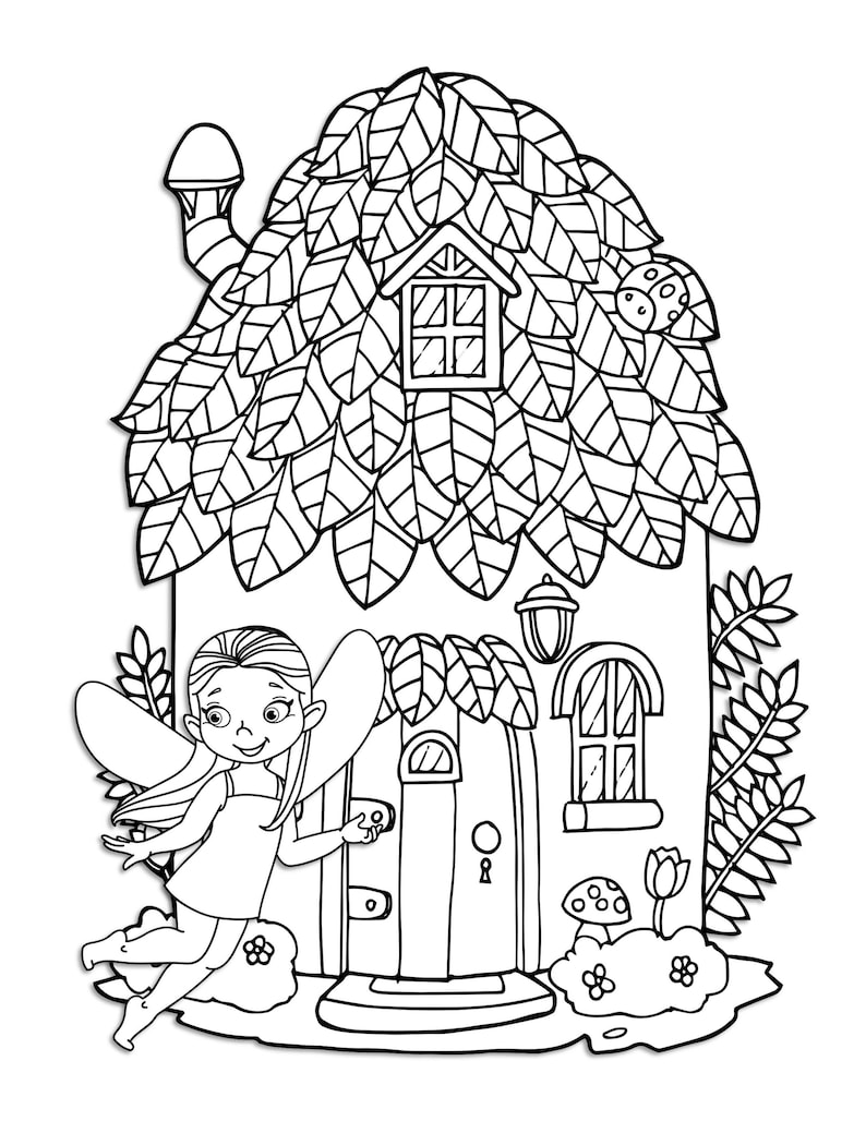 Fairy Woodland Scenes Coloring Pages for Kids, Cute Fairies to Colour ...
