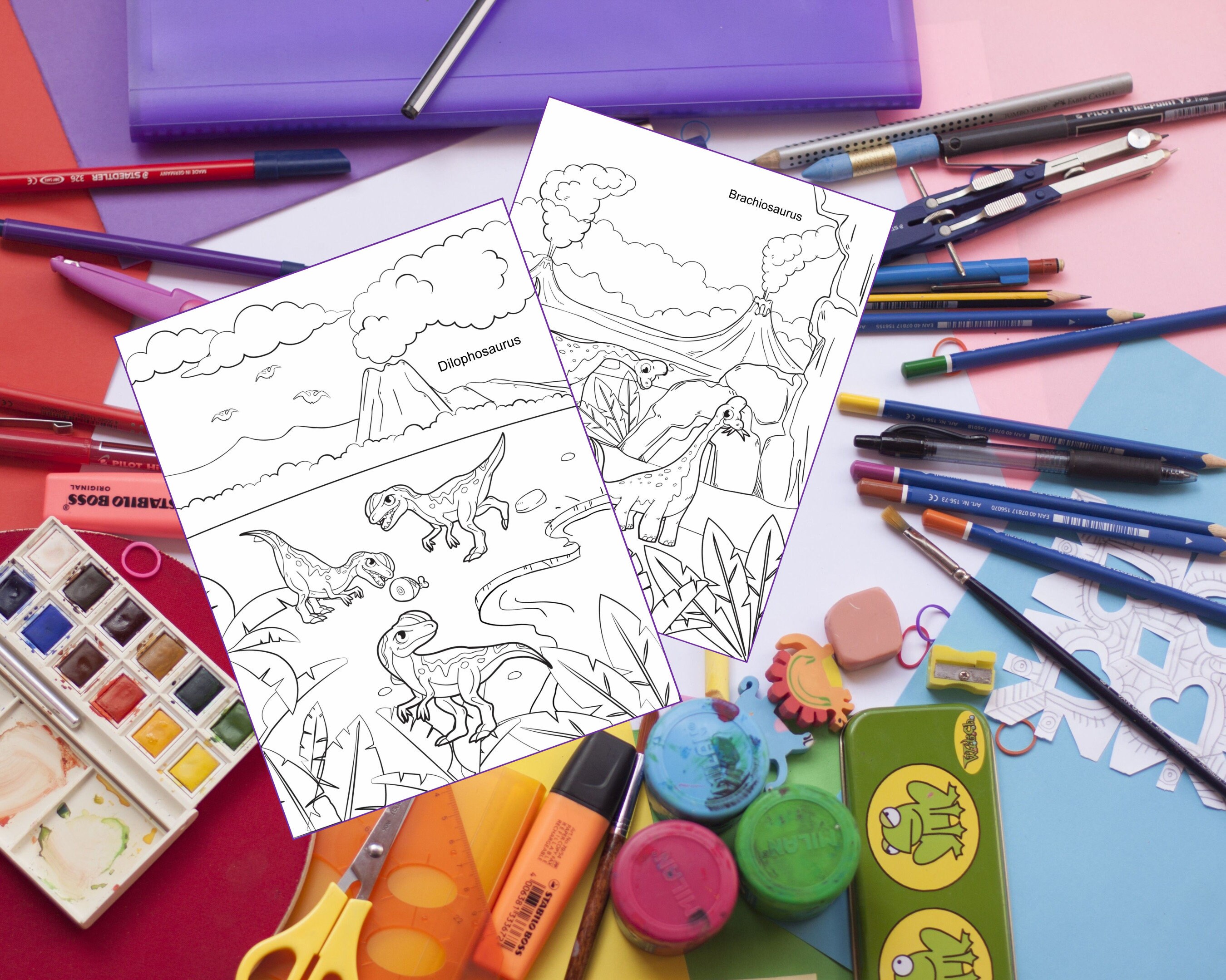 Coloring Pages for Kids, 5 Printable Dinosaur Colouring Sheets With ...