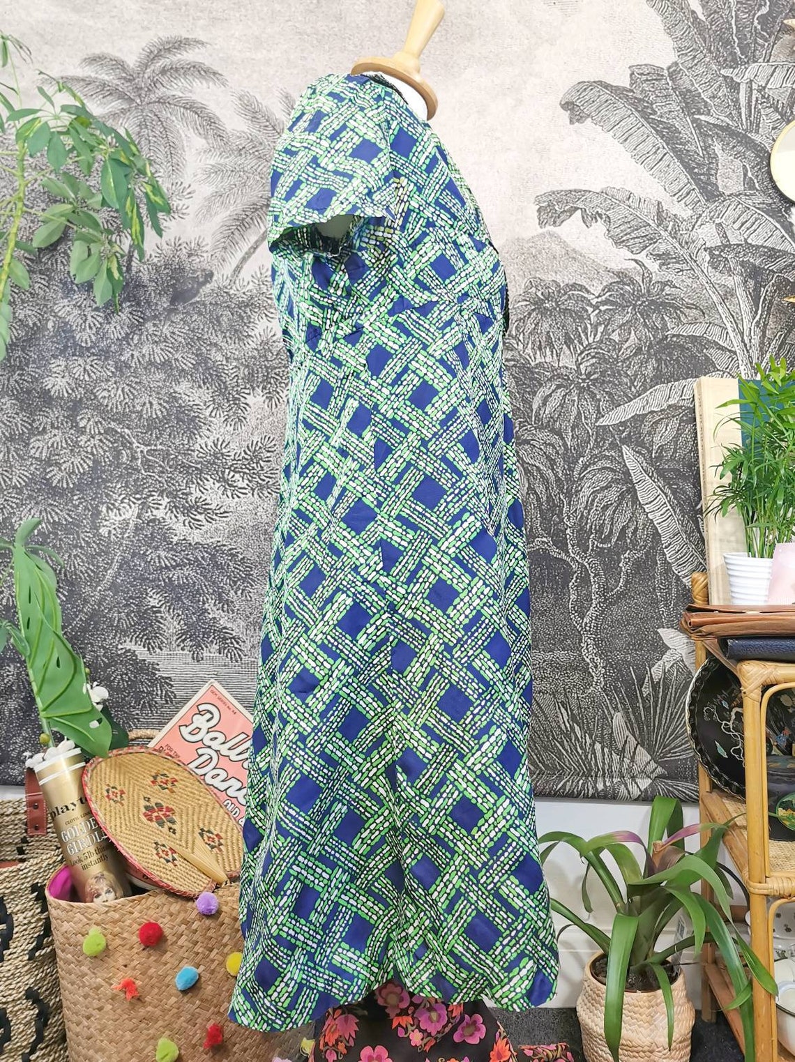 Vintage 60s Minidress, 60s Mod Dress,60s Scooter Dress, Bamboo Trellis ...