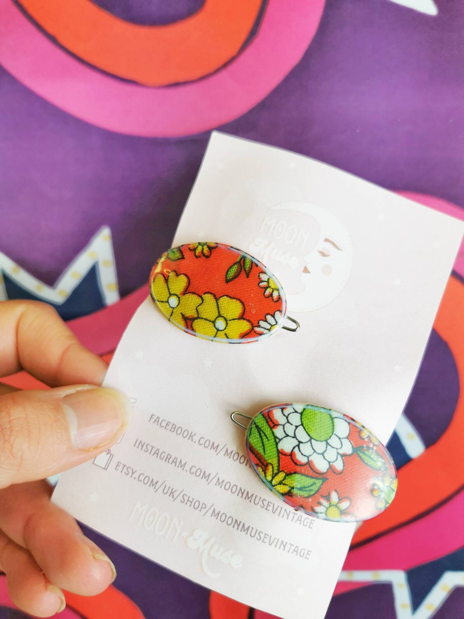 Vintage Floral Hair Clips, Retro Hair Clips, Hair Slides, Plastic Hair ...